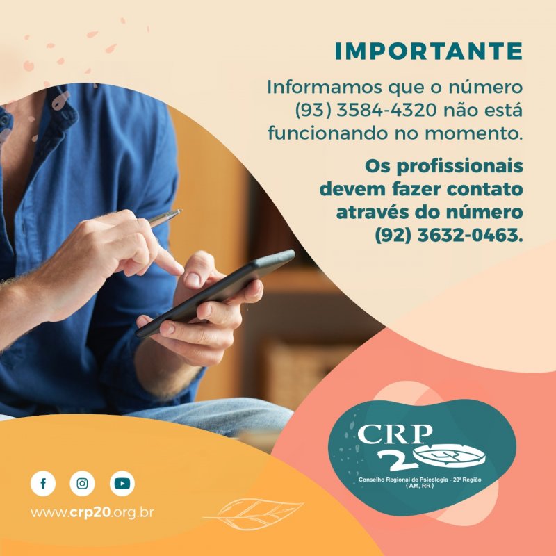 Comunicado Importante sobre o telefone do CRP20 | CRP 20